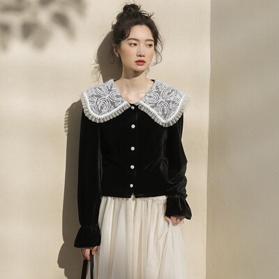 French retro temperament long sleeve shirt female tide