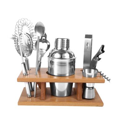 8pcs Cocktail Shaker Mixer Drinker with Holder Stand Drinkin