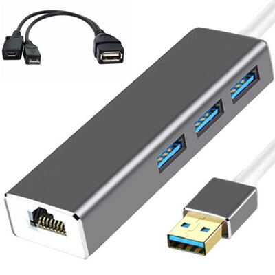 3 USB HUB LAN Ethernet Adapter + OTG USB Cable for Fire Stic