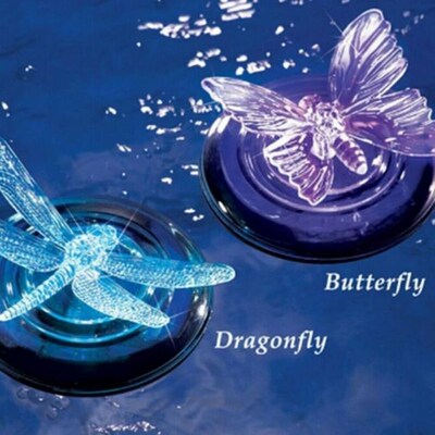 Solar LED Float Lamp Color Change Dragonfly Butterfly Outdoo