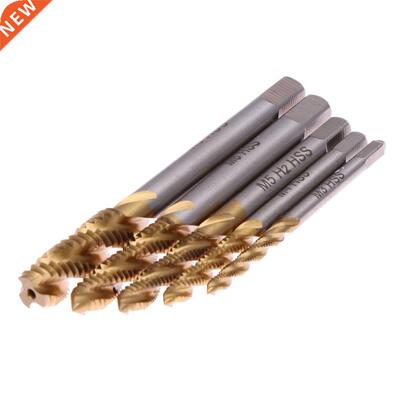 5pc Titanium Coated Thread Tap Drill Metric Hss Spiral Flute