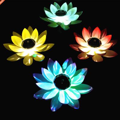 LED Solar Powered Flower Light Artificial Lotus Shape Floati