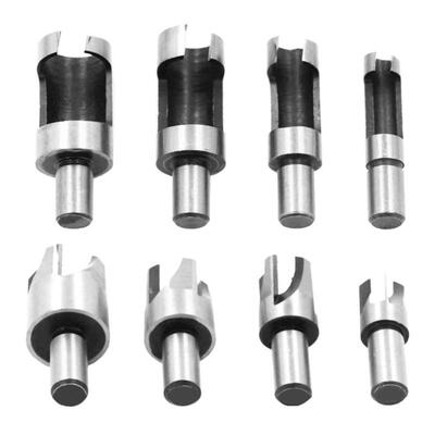 8pc Wood Plug Cutter Tool Drill Bit Set Straight And Tapered