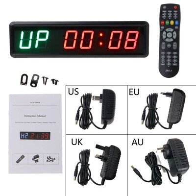 LED Fitness Interval Timer 1.8 Inch 6-digit Fitness Clock Gy