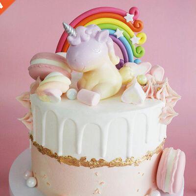 Heart Rainbow Cloud Cake Toppers Pompom Decor for Wedding Bi
