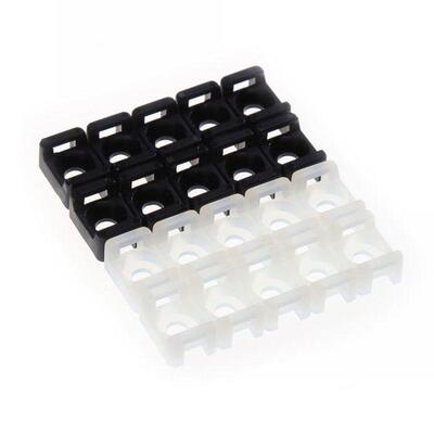 100PCs White Black 4.6mm Cable Tie Mount Wire Buddle Saddle