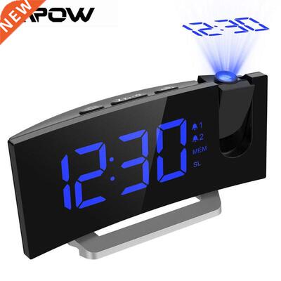 MPOW LED FM Projection Clock 2 Alarms Multifunctional Curved