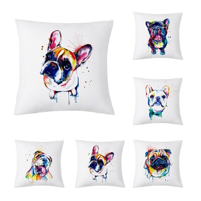YWZN Pillow-Case Cushion-Cover Bulldog French-Bulldog-Printi