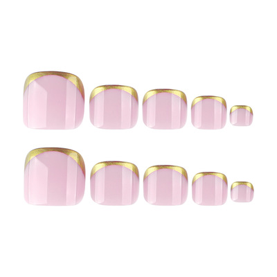 脚趾甲片穿戴甲法式金色美甲假指甲欧美脚甲片press on nails