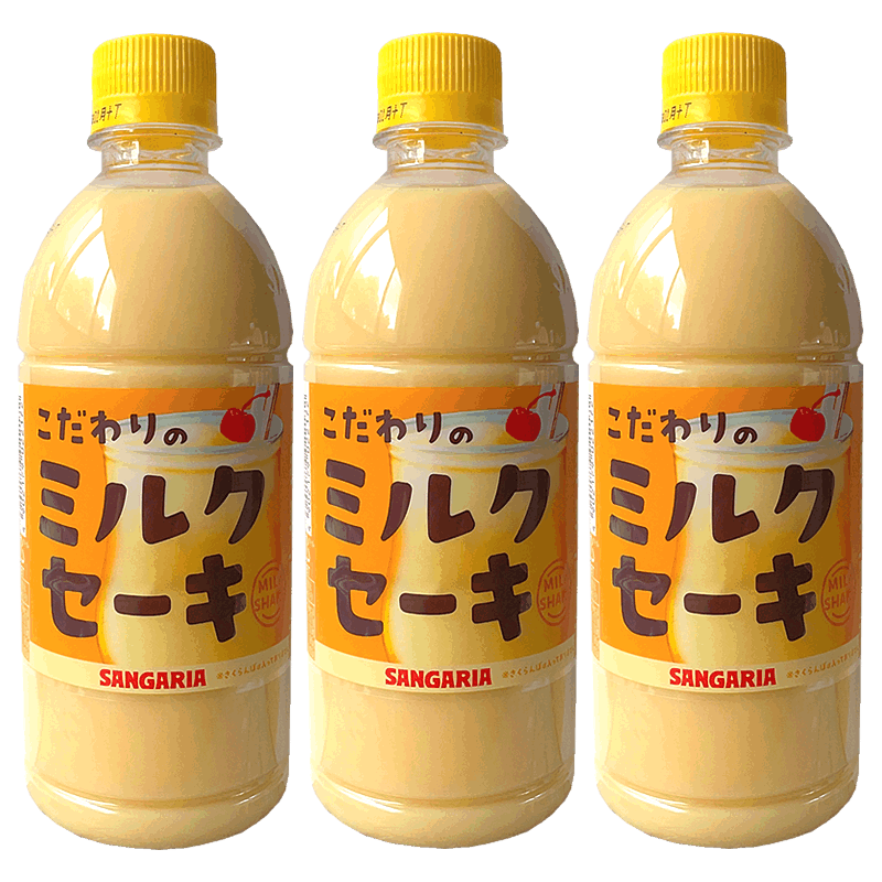 日本进口SANGARIA三佳利乳味饮料香草奶昔风味饮料500ml*3瓶