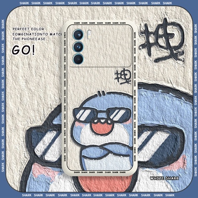 油画墨镜鲨鱼适用oppok10pro手机壳k9s硅胶oppok9全包k10防摔k9pro卡通k7x新款k5趣味k9x情侣k3潮k7软套可爱
