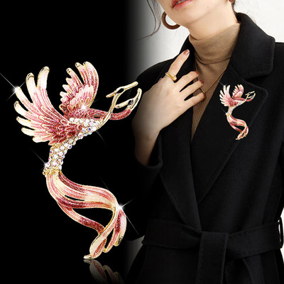Brooch新款彩绘凤凰胸针女别针衬衫西服大衣配饰精致高奢优雅胸花
