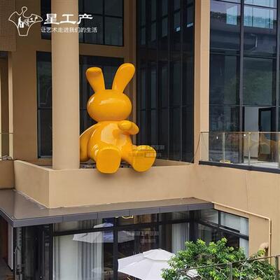 大型景观抽象兔子玻璃钢景观购物广场小品雕塑卡通公仔KAWS摆件