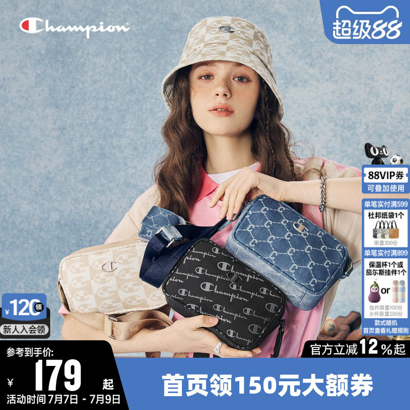 Champion冠军单肩包女时尚满印老花背包男经典相机腰包斜挎手提包