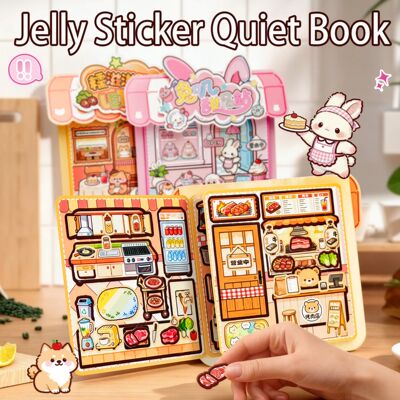 Cute Pet Jelly Stickers Quiet Book, No-Cut Handmade Educatio