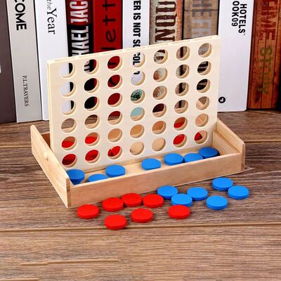 Wooden Line Up Four, Connect Four, Four in One Line, 42 Piec
