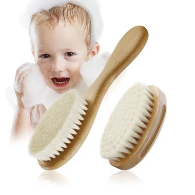 Baby Care Soft Wool Hair Brush for Newborn Wooden Infant Hea