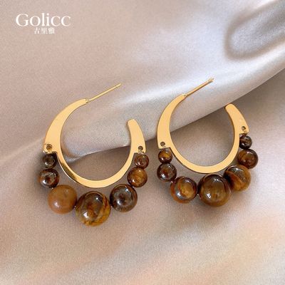 古里雅美拉德虎眼石耳环高级感