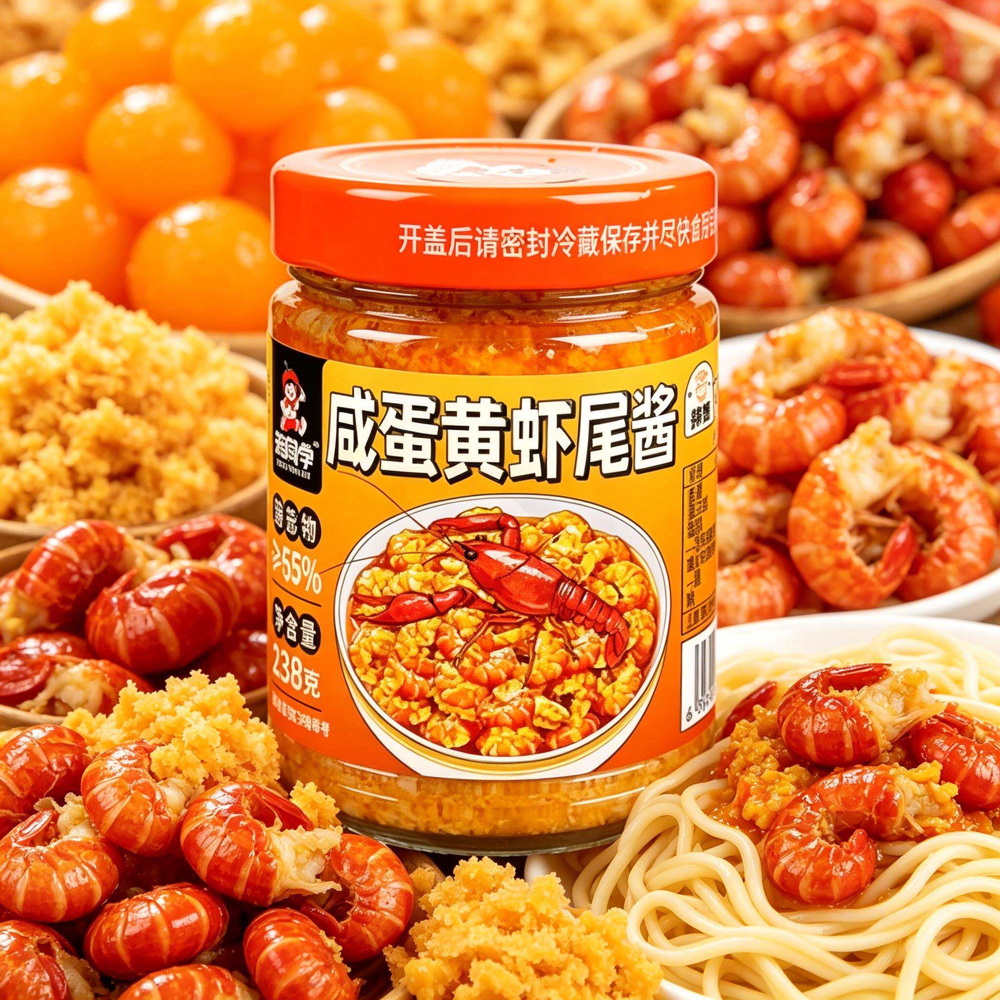 湘同学咸蛋黄虾尾酱三个损友下饭菜湖南特产拌饭料拌面酱小龙虾酱