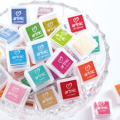 日本Tsukineko月猫小单方艺术印台artnic多彩糖果色印泥纸用手账印泥AS小方形印台96色系