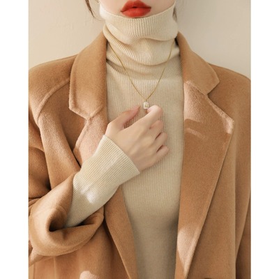 配羊毛大衣内搭的高领毛衣女秋冬时髦洋派修身软糯针织长袖内搭衣