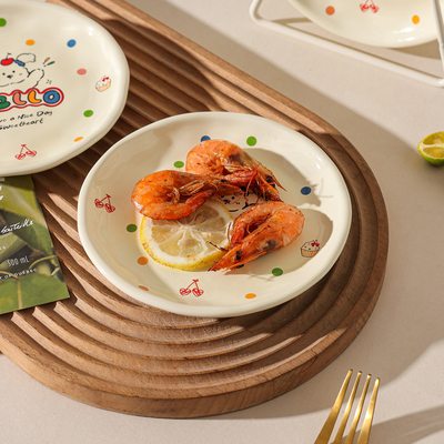 家用吐骨碟陶瓷小盘子6英寸点心盘精致可爱餐盘装小吃碟骨头碟子