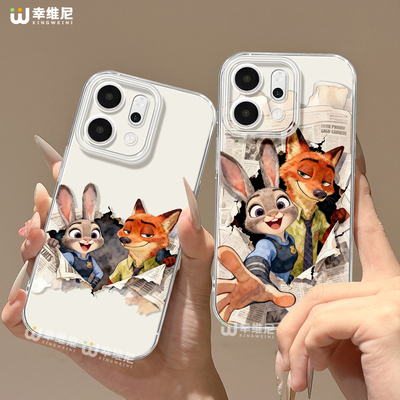 适用opporeno15手机壳朱迪reno14pro尼克13全包11pro硅胶9/8/6兔子reno7se透明oppo软壳5por疯狂动物城reno12