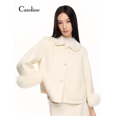 Caroline卡洛琳2026秋季新款100羊毛双面呢短款斗篷外套ESC4W09A
