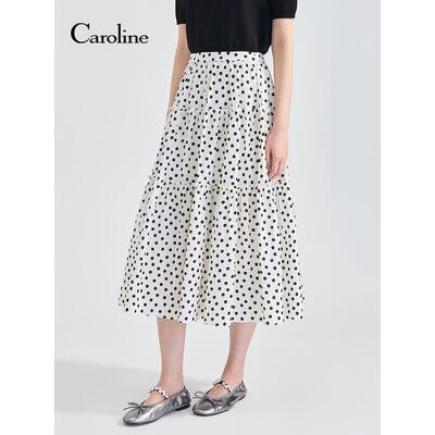 Caroline卡洛琳2026夏季新款波点泡泡纱高腰A字半身长裙ESC2Q01A