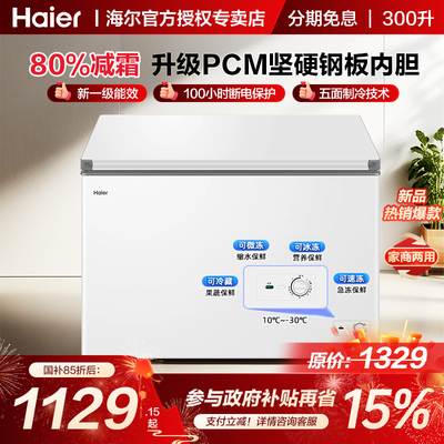海尔冰柜300升家用商用大容量冷冻冷藏两用减霜80%大冰箱大冷柜