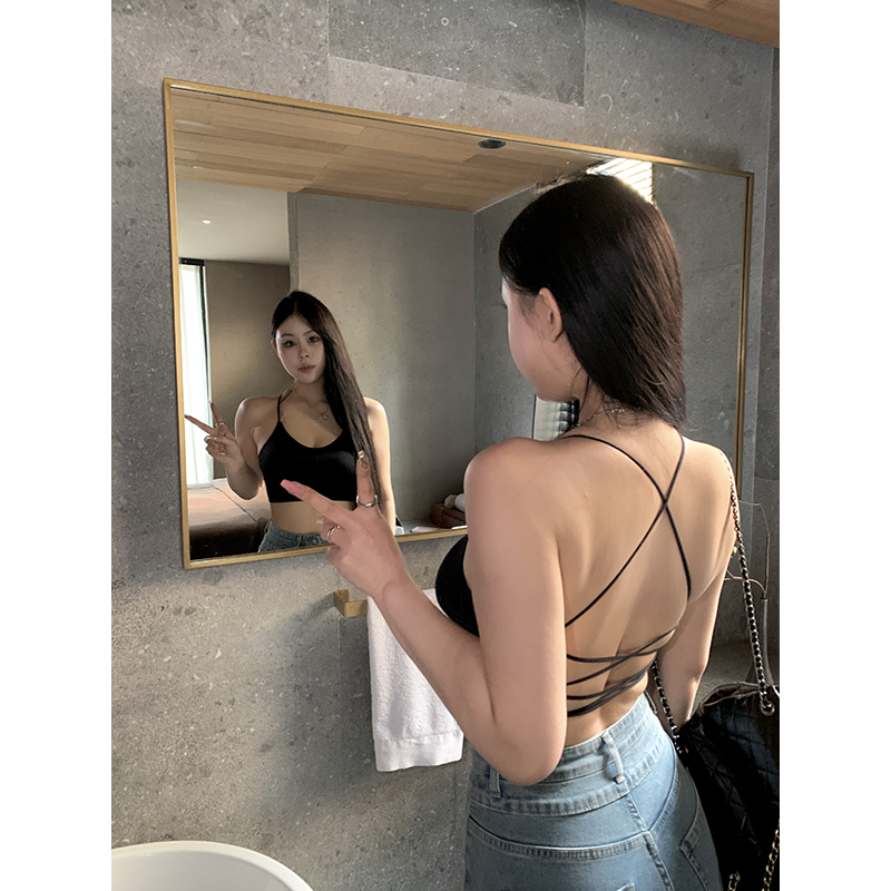 黑泽玄七微胖mm2023夏季新款内衣美背设计感辣妹带胸垫吊带背心女_虎窝淘