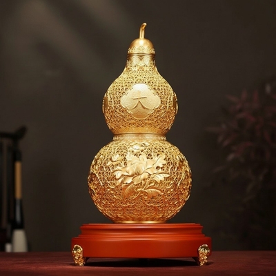 大富大贵黄铜花丝葫芦摆件客厅玄关办公室装饰品开业乔迁新居礼物