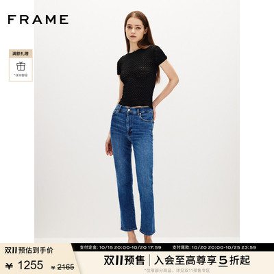 FRAME女士高腰高弹直筒牛仔裤SLEEK STRAIGHT