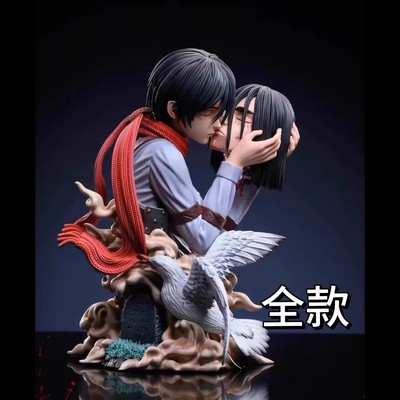 进击的巨人死亡之吻抱头三笠阿克曼艾伦兵长雕像GK手办模型头雕