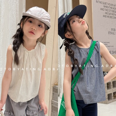 2026湖州织里童装夏季新品女童夏装韩版花边无袖衬衫衬衣7215