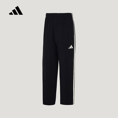 adidas阿迪达斯运动裤男2026春三条纹毛圈针织宽松直筒长裤KU5387