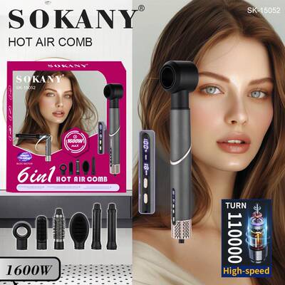 SOKANY15052六合一卷发棒跨境直发热风梳可拆卸大波浪卷发套装