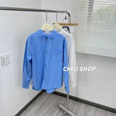 【英英Chili】系带减龄韩系设计师款宽松100纯棉衬衫 08.24