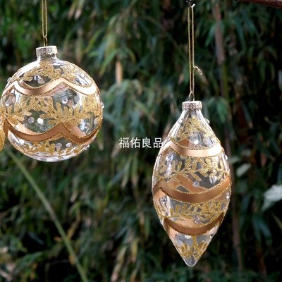 金色圣诞树装饰品圣诞节礼品圣诞玻璃球橱窗christmas ball gift