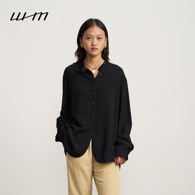 WHM垂坠府绸半开襟立领衬衫