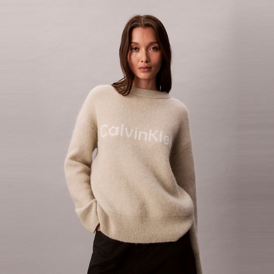 CK Jeans25秋季新女士休闲通勤提花圆领打底针织衫毛衣44D359G