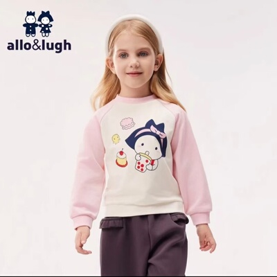 allo&lugh阿路和如 女童春秋卡通印花拼接可爱卫衣ABDF1TC23J