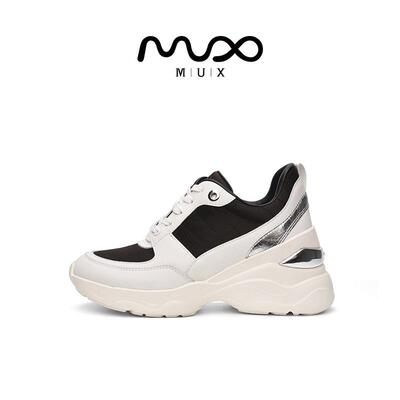 MUX迈思2023秋季内增高休闲鞋圆头拼色舒适老爹鞋女82056