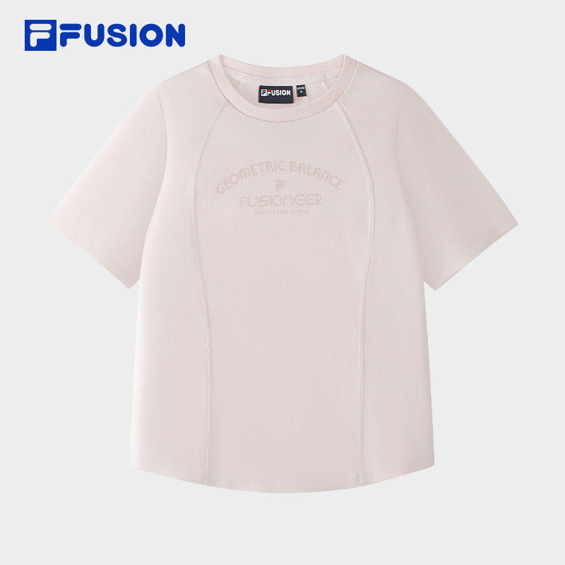 FILA FUSION 斐乐潮牌女子针织短袖衫2026夏季修身T恤T11W625103A