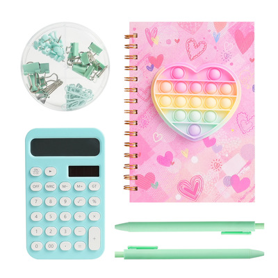 Green Stationery Set Paper Clip Long Tail Clip Calculator
