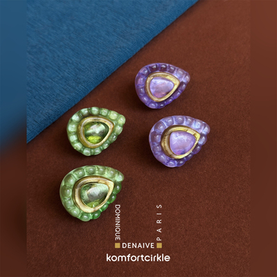 DOMINIQUE DENAIVE 水滴形耳夹树脂无耳洞耳饰Boucles Liliane