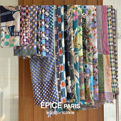 自留推荐 EPICE 25秋冬新品 浪漫感花卉印花拼色方巾头巾围巾披肩
