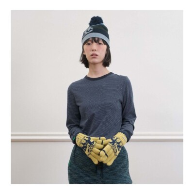 若若韩代正品直邮nocontent25秋冬复古拼色条纹长袖T恤内搭打底