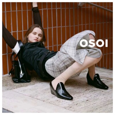 若若韩代正品直邮osoi26真皮牛皮乐福楔形鞋一脚蹬通勤设计师品牌