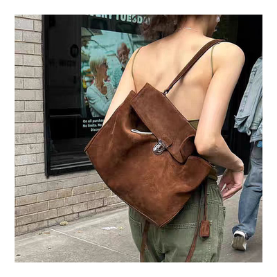 若若韩代正品直邮ribbonbit意大利牛皮麂皮锁扣手提斜挎单肩包